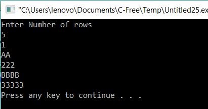 All C Programs: Program to Display Alpha Numeric Pattern
