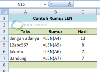 Cara Memakai Rumus Len Untuk Menghitung Jumlah Huruf Dalam Excel | panduan bisnis online