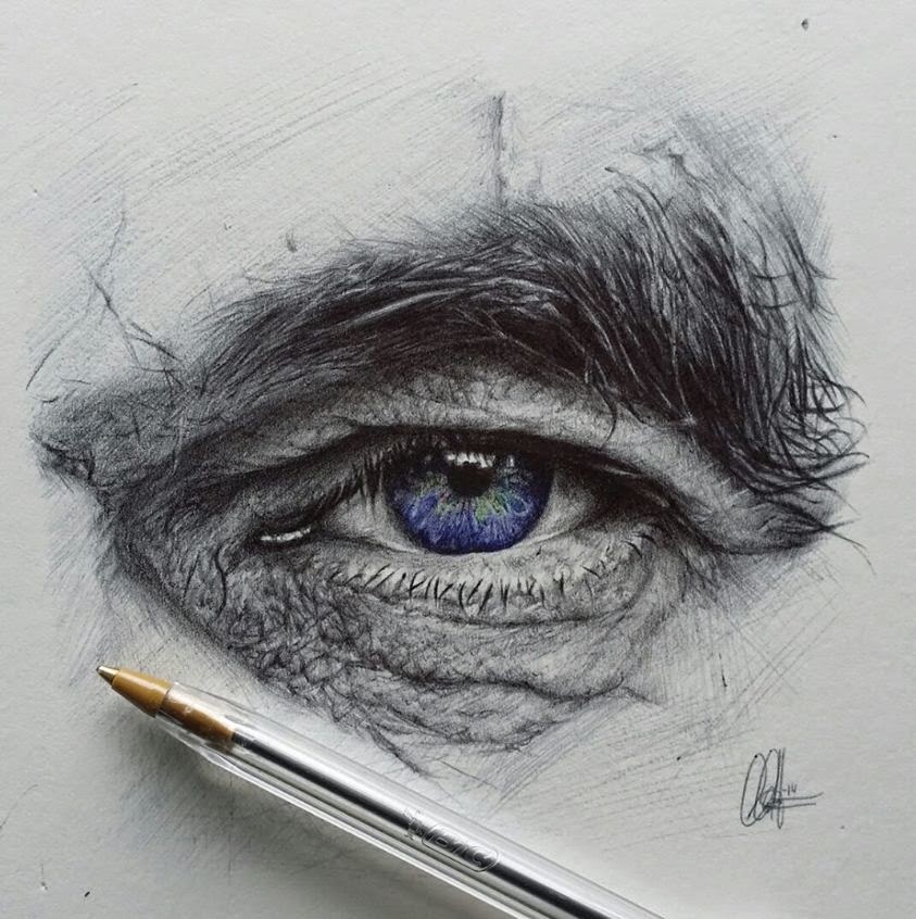 Drawings: Ballpoint eye drawing