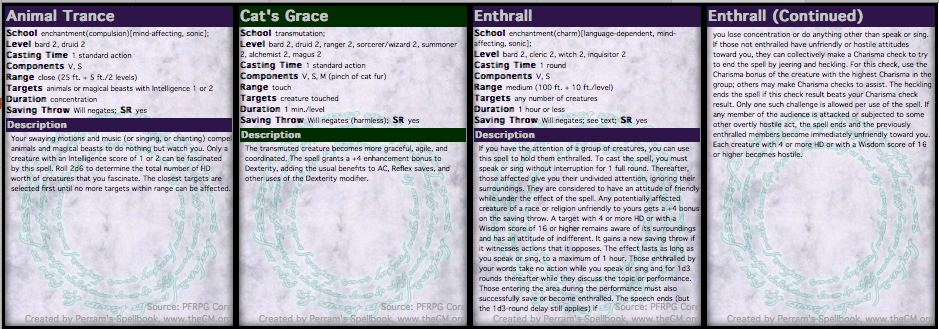 First Time Pathfinder GM: Web Based Free Spell Card Generator
