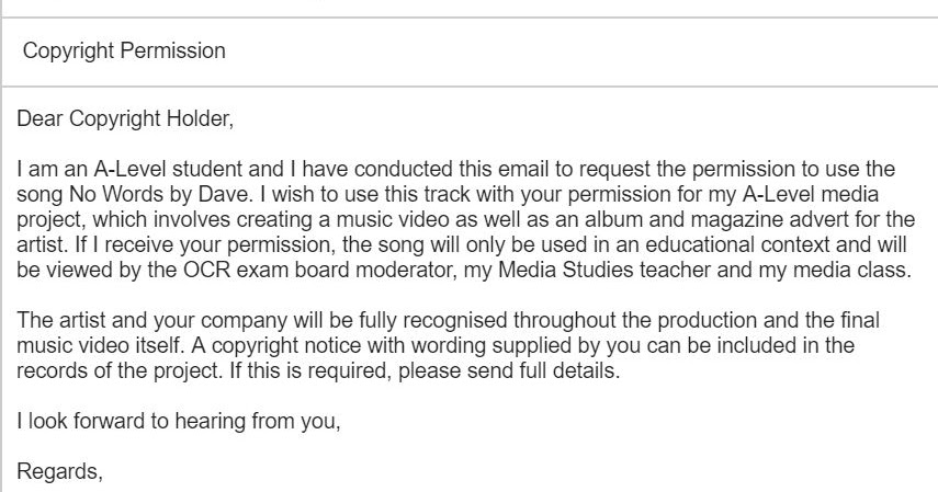 Copyright Permission Letter