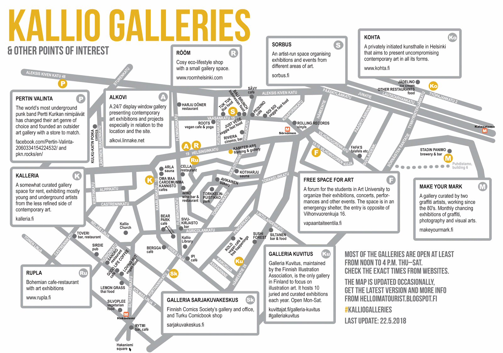 Hello, I'm a tourist.: Galleries in Helsinki: Kallio with a map