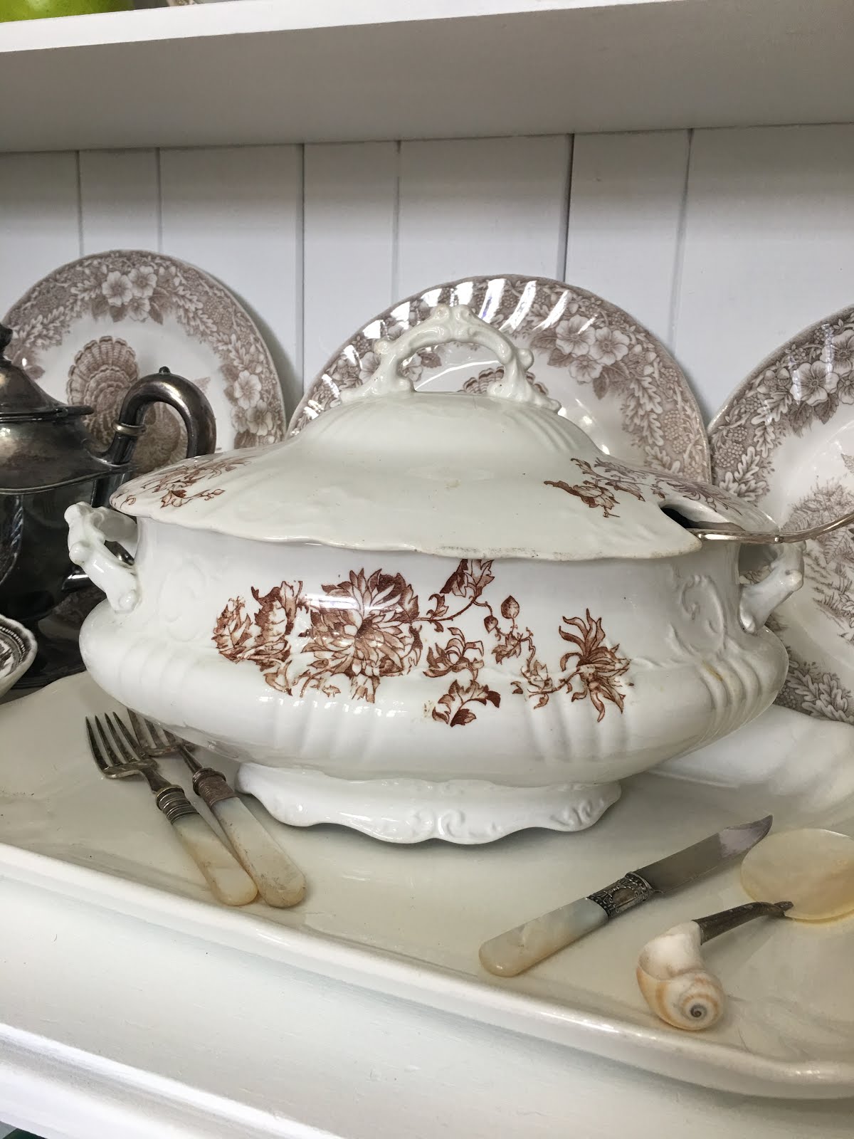 Curtains In My Tree: Brown Transferware