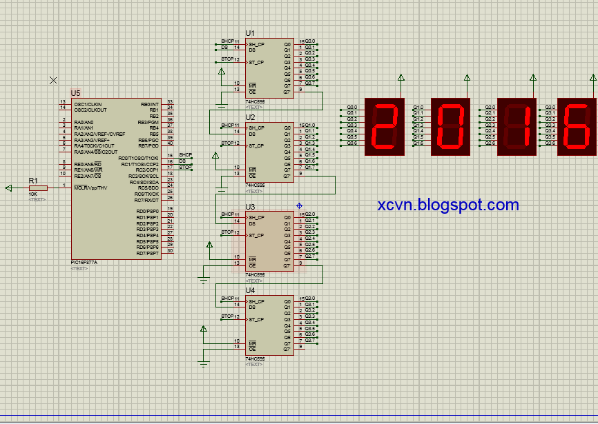 BÀI 35 : LED 7 ĐOẠN VÀ IC74HC595 PIC16F877A CCS - Lập trình PIC