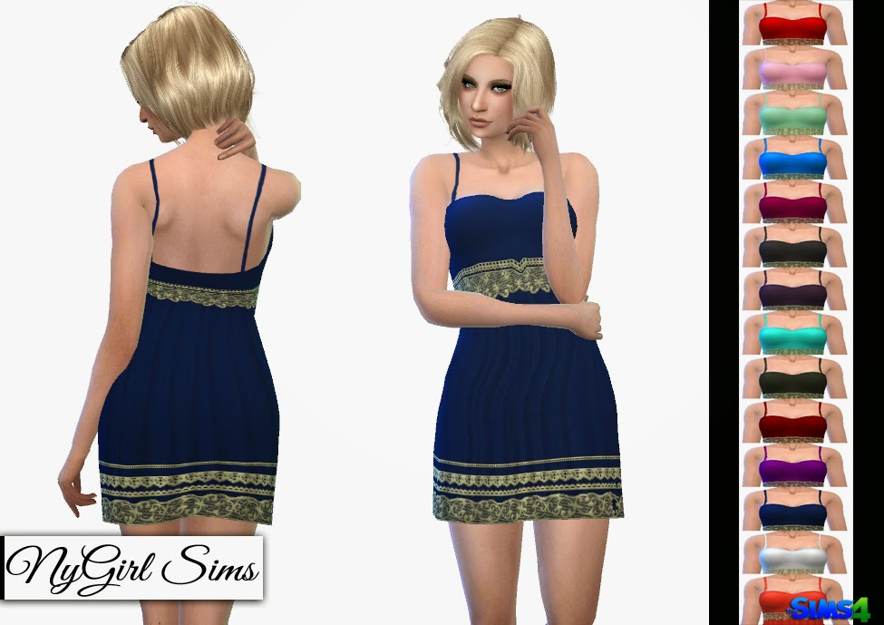 NyGirl Sims 4: Spaghetti Strap Embroidered Sundress