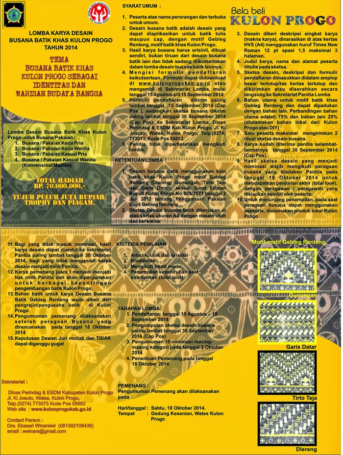 LOMBA DESAIN BATIK KULON PROGO - JOGJAKU.WEB.ID