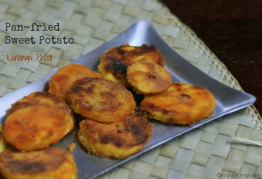Nan's yum-yums!: Pan-fried Sweet Potato | Kananga Phodi | Konkani Dish