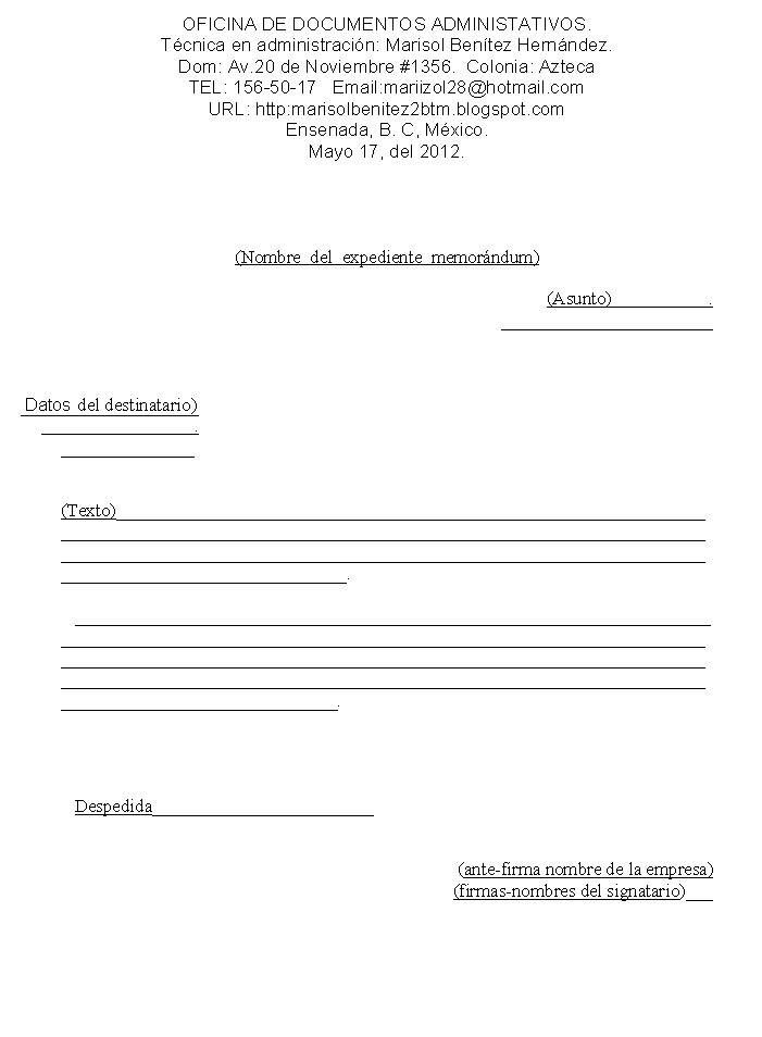 Administracion 2ºB: ESTRUCTURA DEL MEMORANDUM.