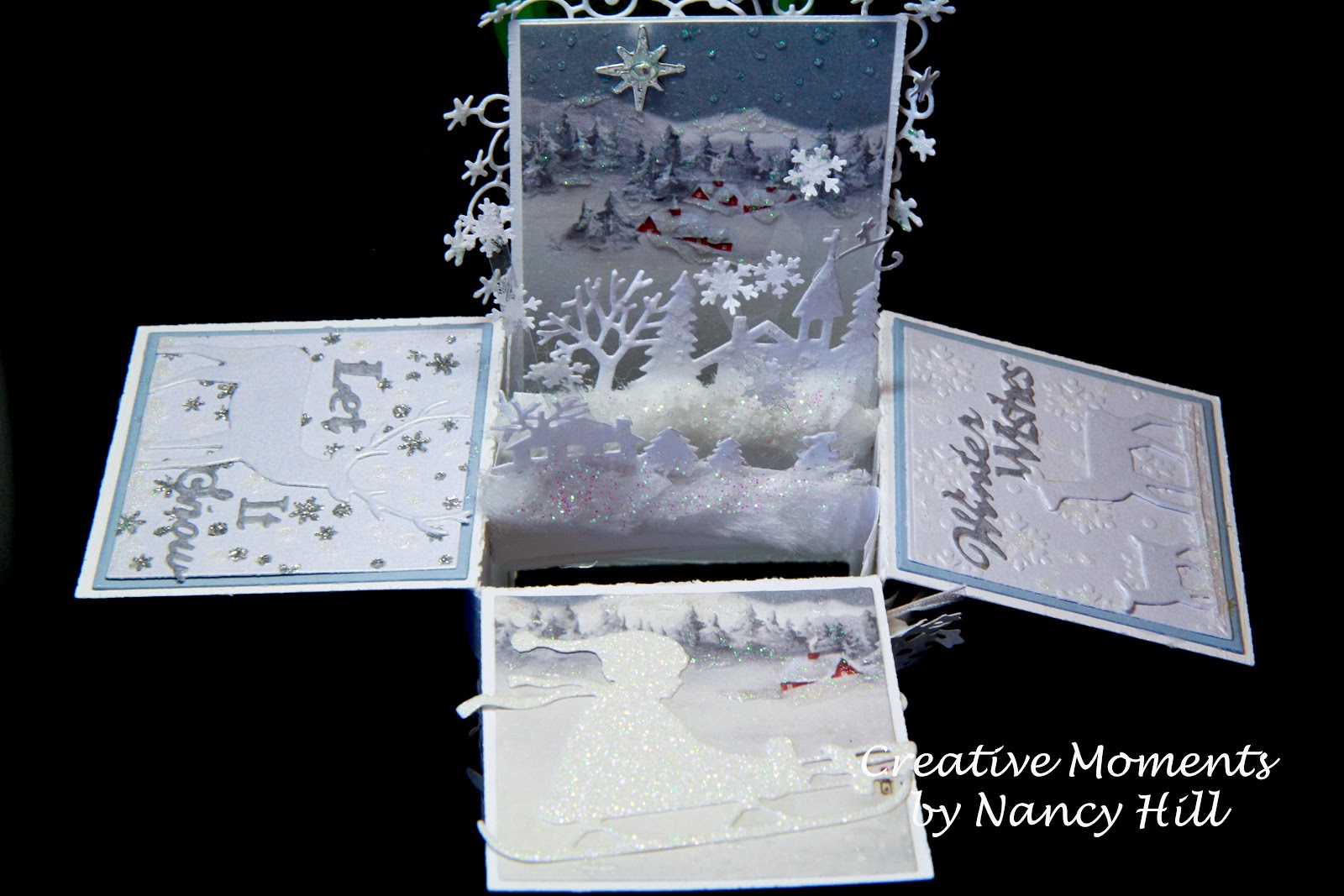 Creative Moments by Nancy Hill: Winter Pop Up card with Snowflakes