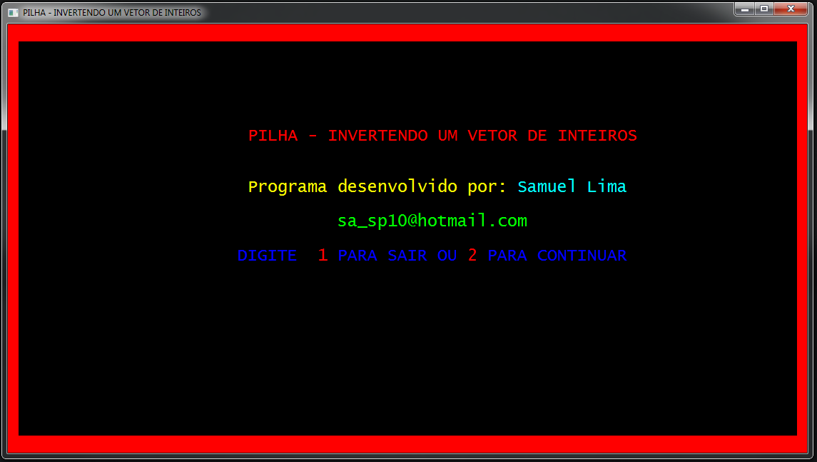 Samuel Lima - Programador C/C++ : Pilha - Invertendo um Vetor de Inteiros