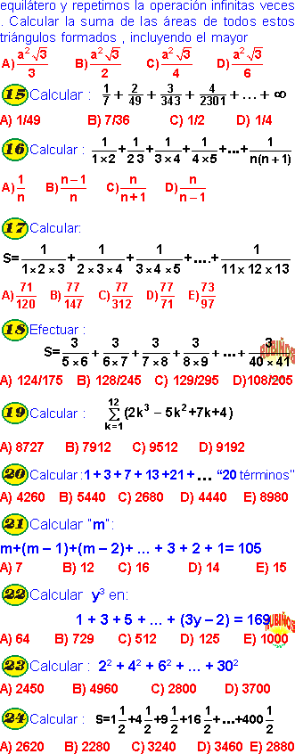 SERIES - SUMATORIAS Y SUMAS NOTABLES PROBLEMAS CON CLAVES Y RESPUESTAS PDF