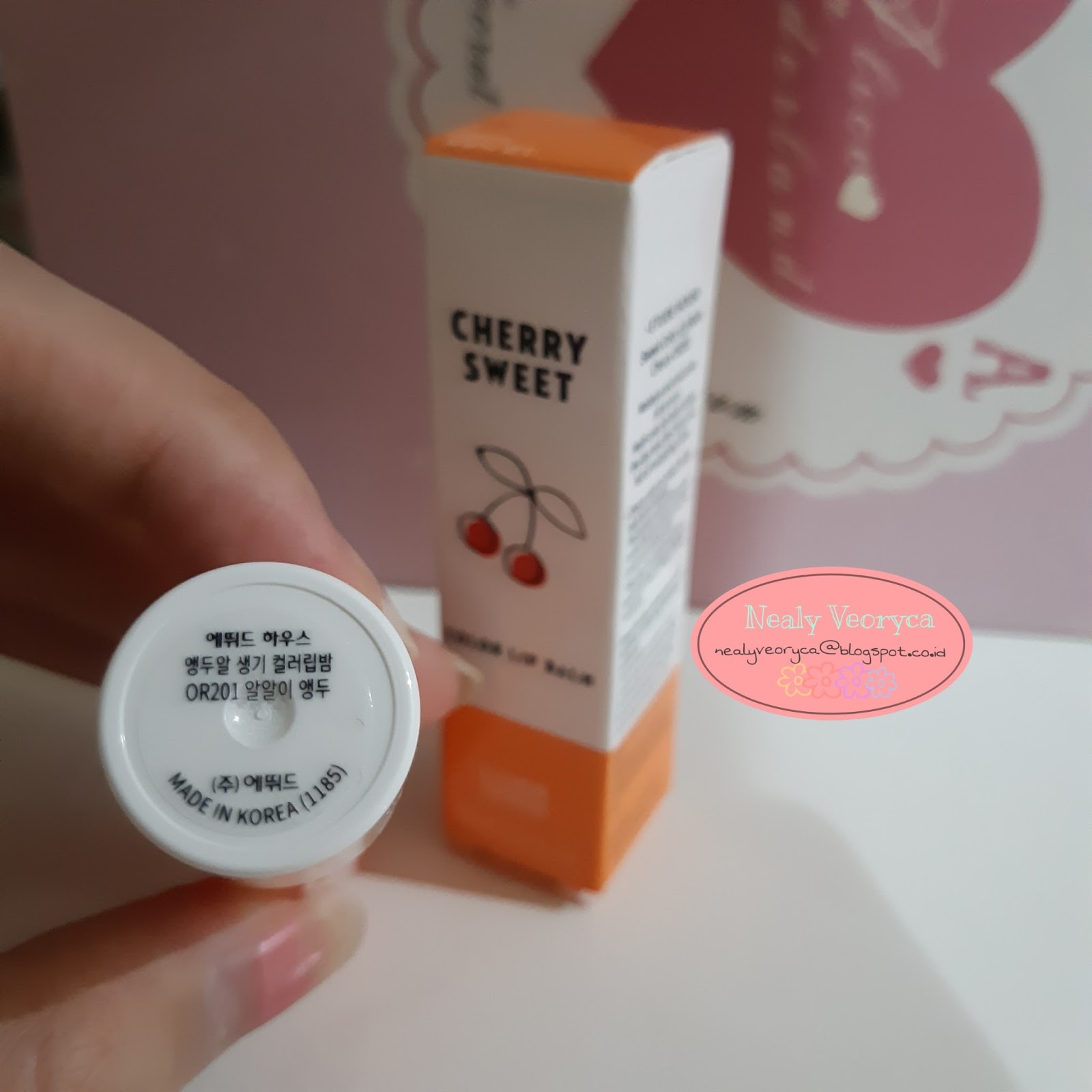 [REVIEW] Etude House - Cherry Sweet Color Lip Balm #OR201 ~ Nealy Veoryca