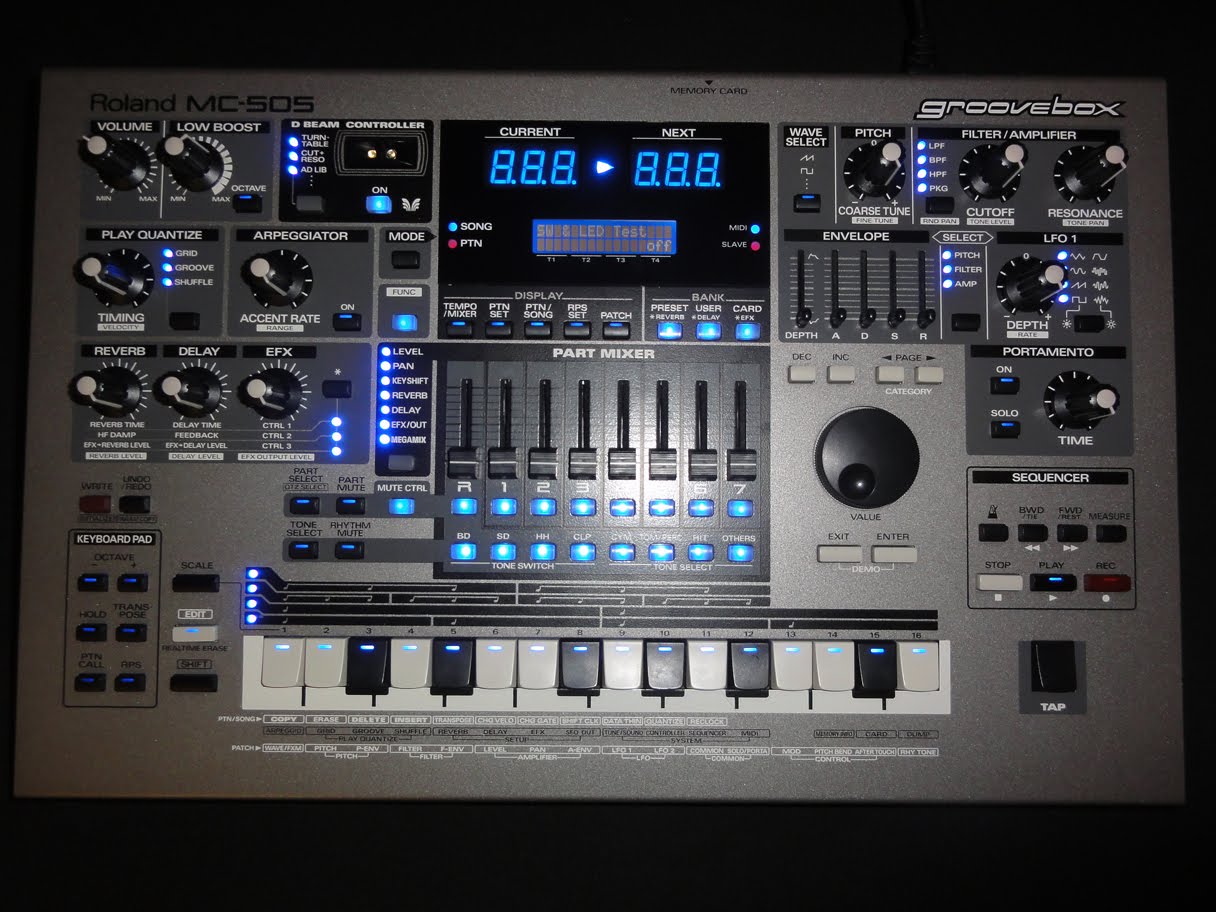 MATRIXSYNTH: Modified Roland MC-505 all blue LEDs and NEW blue LCD