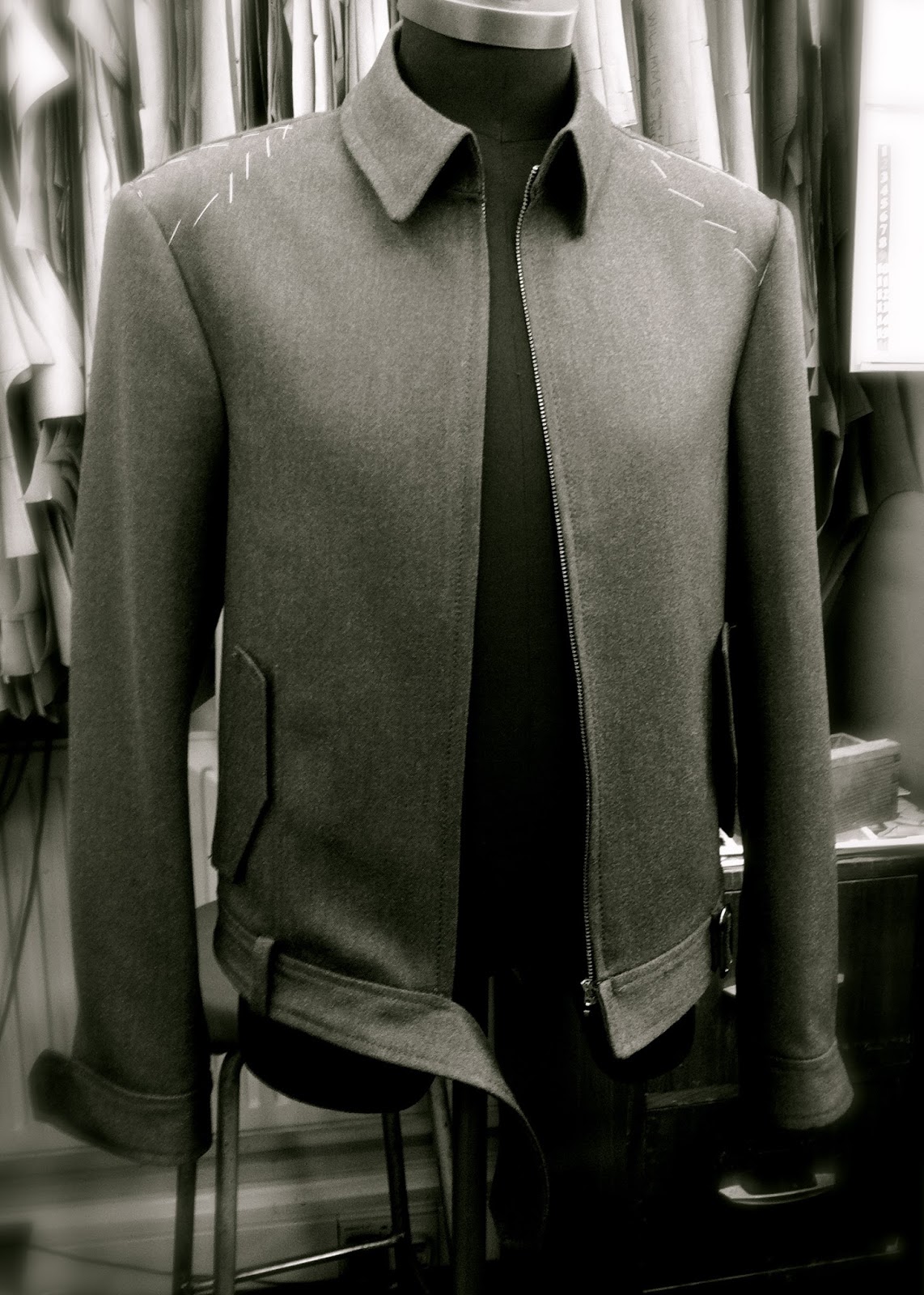 DAVIDE TAUB: Bespoke Leather Bomber Jacket, Design & Toile, 2013