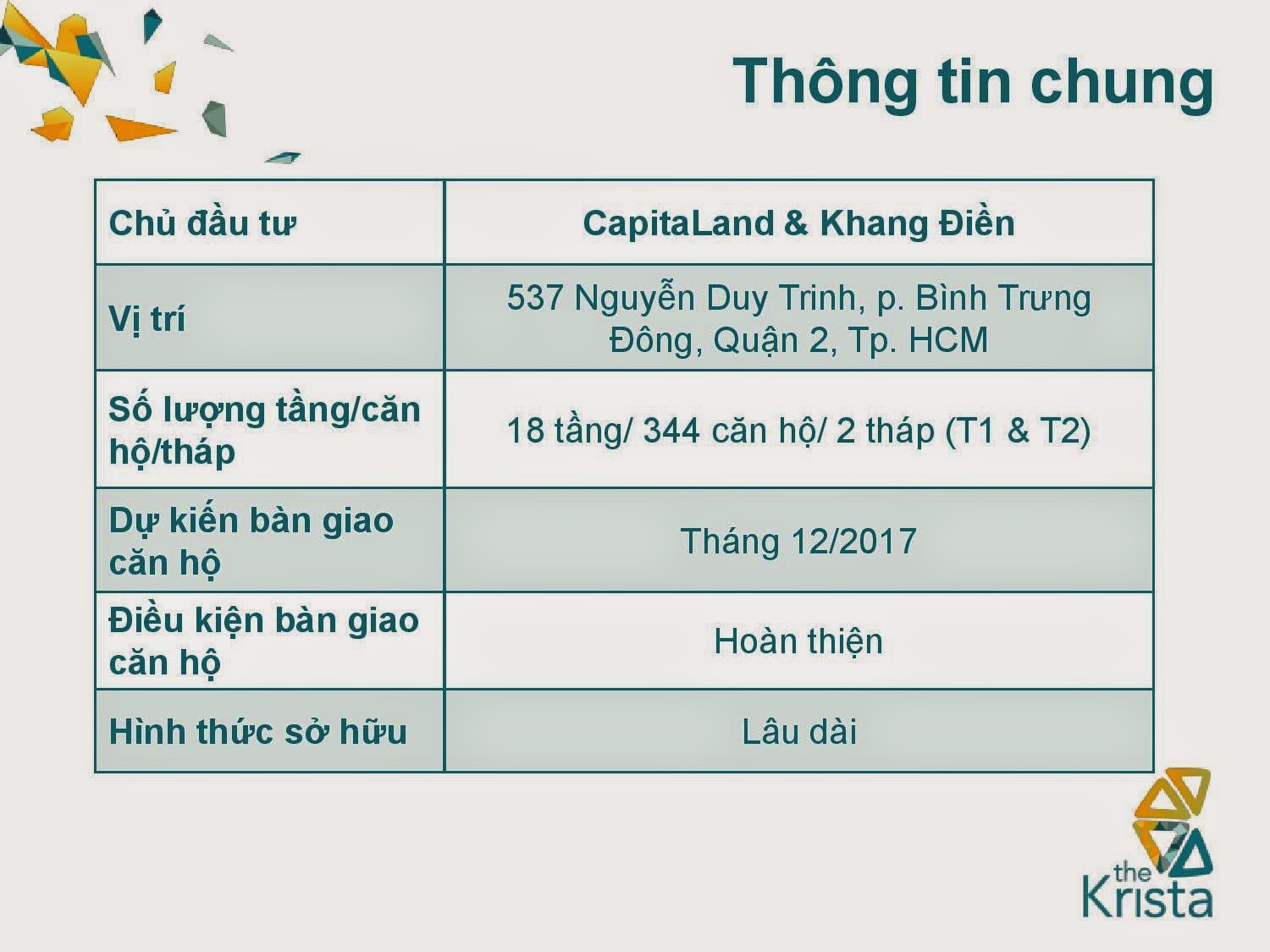 Chung cư The Krista: Chung cư The Krista