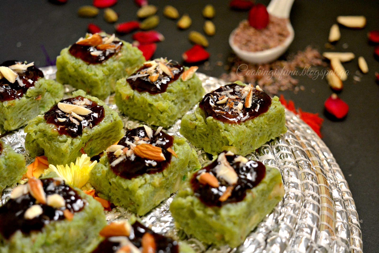 Cookingisfunn: Black Cherry Glazed Thandai Burfi