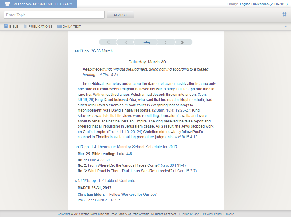 Watchtower Library Online (WOL)