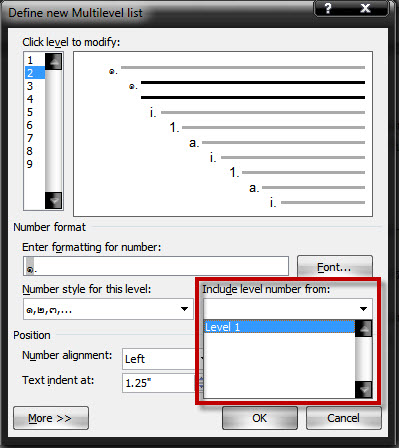 Microsoft Word: Manage Multilevel List