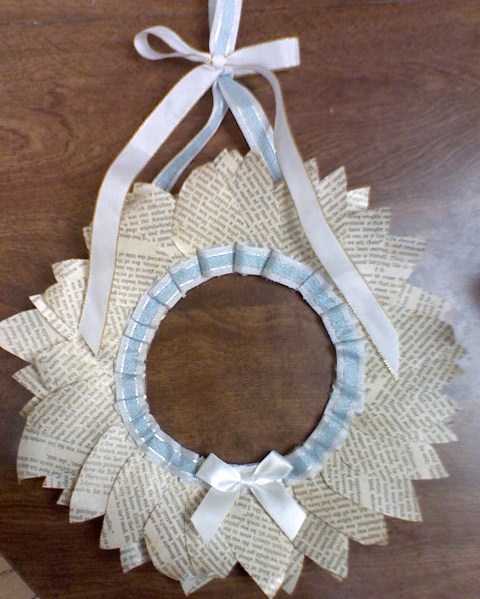 Baby Huggables: Paper Wreath from an old vintage book