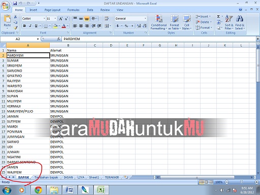 Cara membuat label undangan di ms.excel