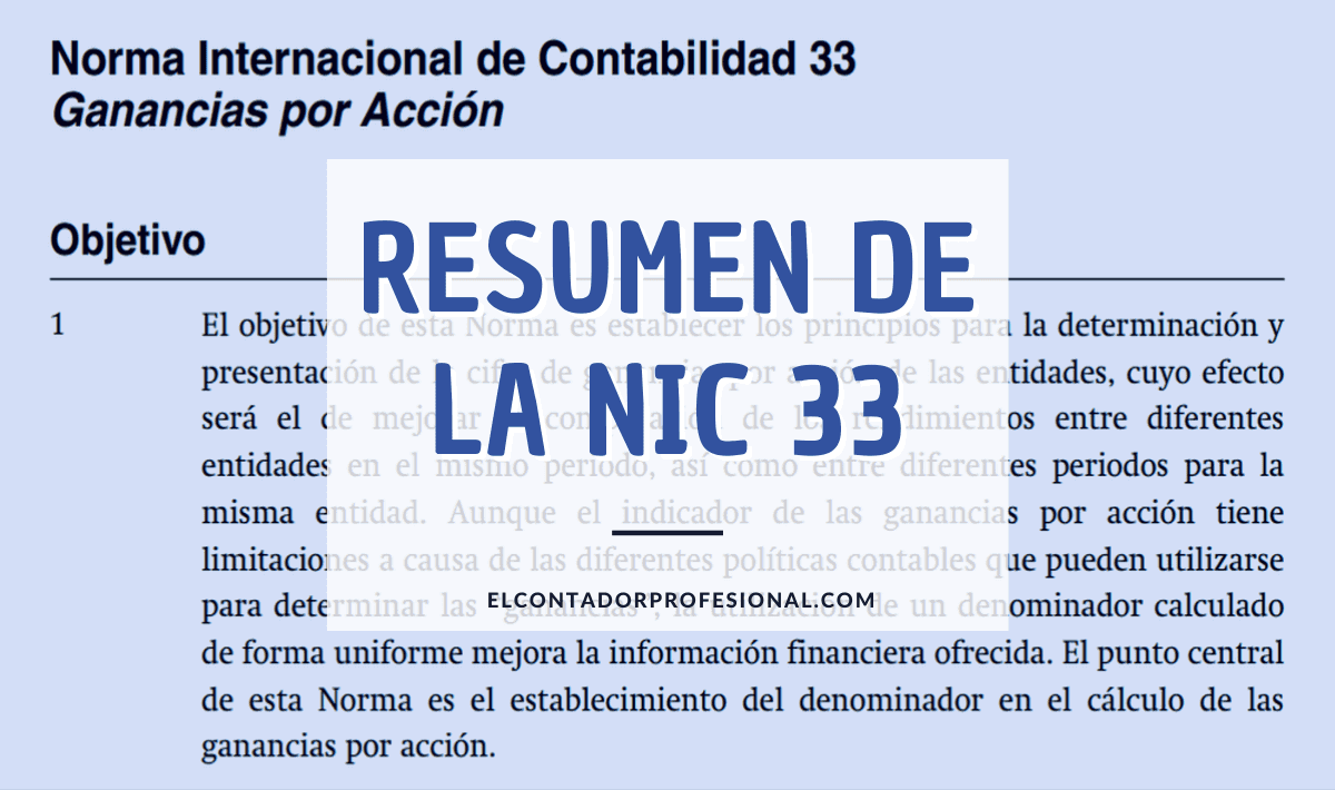 NIC 33 Resumen: Ganancias por Acción - Contador Profesional