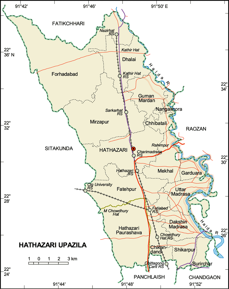 Maps of Bangladesh: Hathazari Upazila