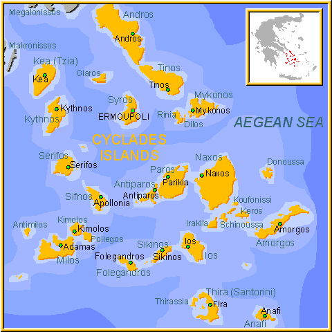 Cyclades Map Geographic City | Greece Map Provincial City