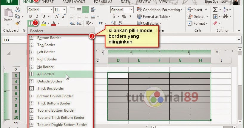 Cara membuat tabel di Microsoft excel ~ alfuhamidah