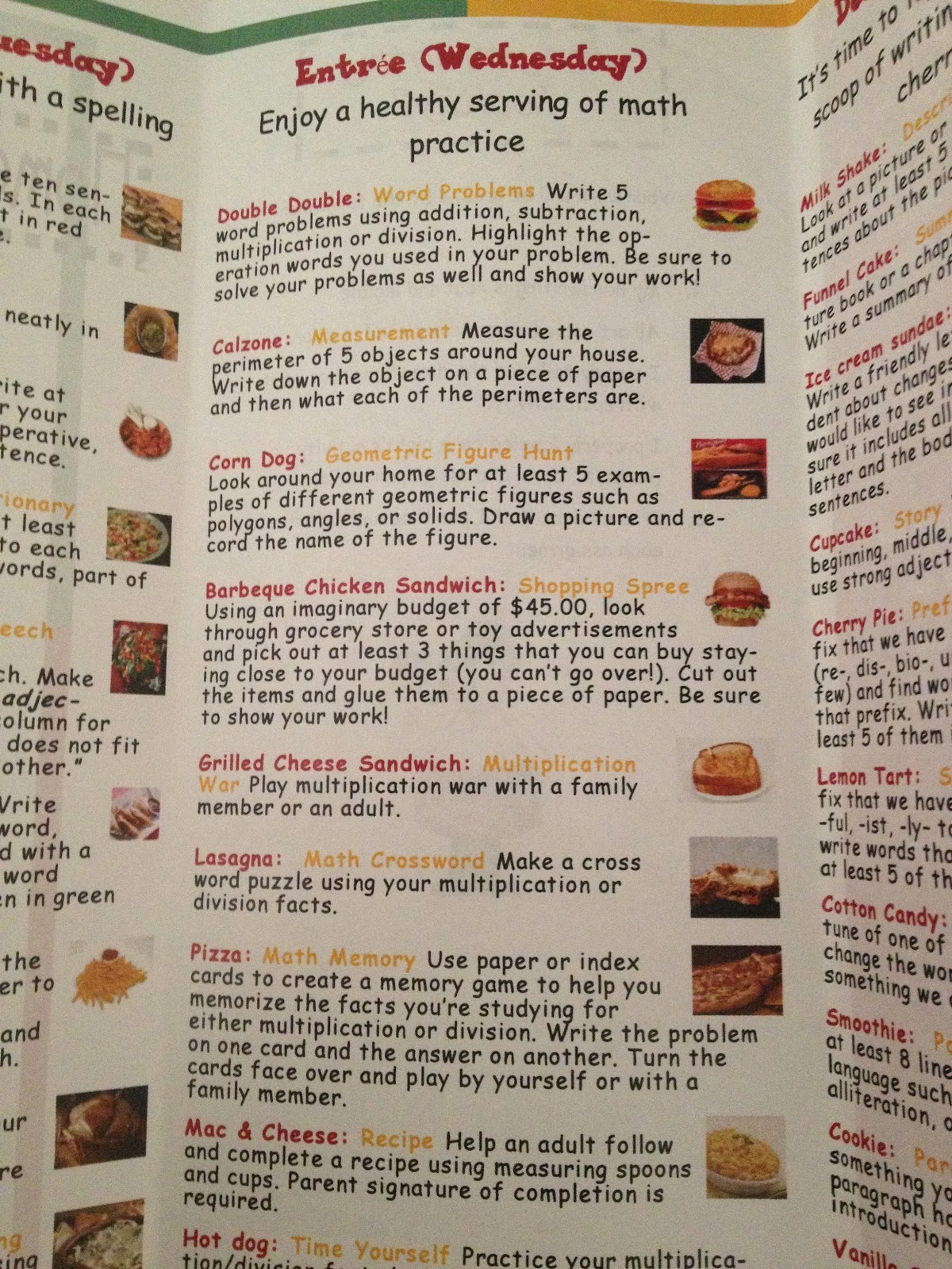 The REAL Teachers of Orange County: Homework Menu: Servin' up some ...