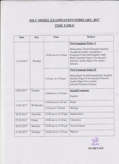 SSLC MODEL EXAM TIME TABLE sslc-model-exam-time-table