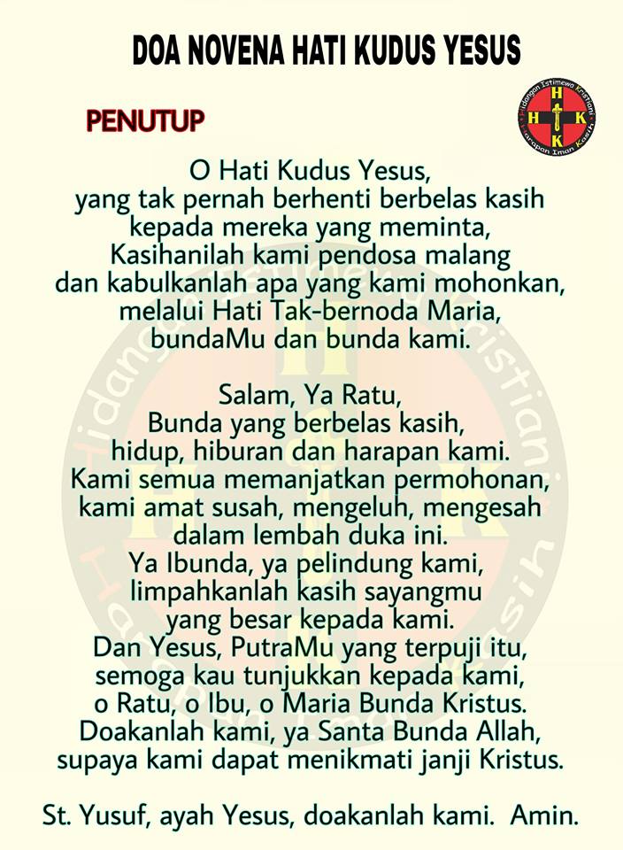 HIK - Hidangan Istimewa Kristiani: NOVENA HATI KUDUS YESUS