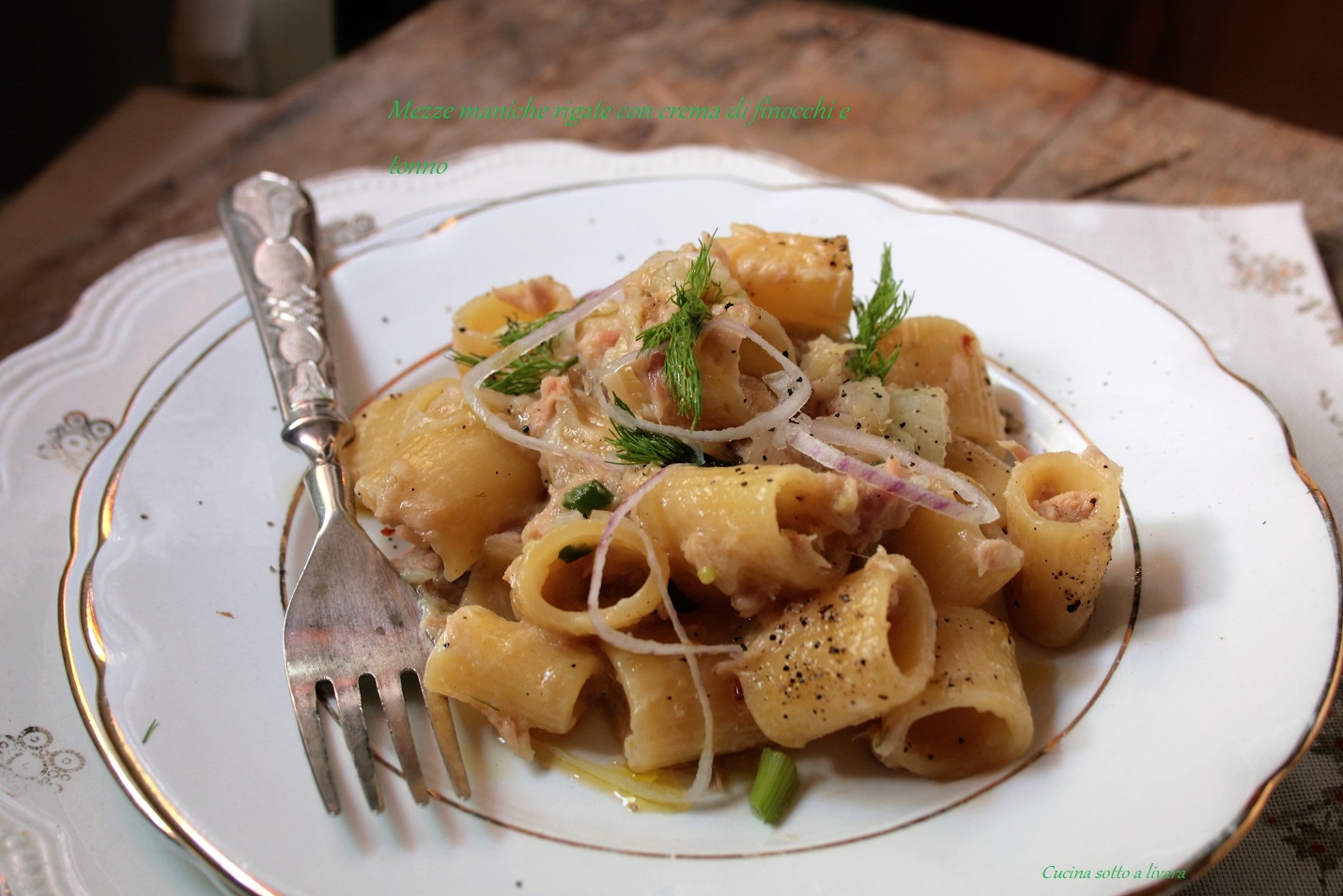 MEZZE MANICHE RIGATE CON CREMA DI FINOCCHI E TONNO | CUCINA SOTTO A LIVARA