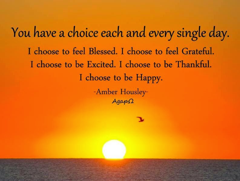 You have a choice each and every single day. I choose to feel Blessed ...