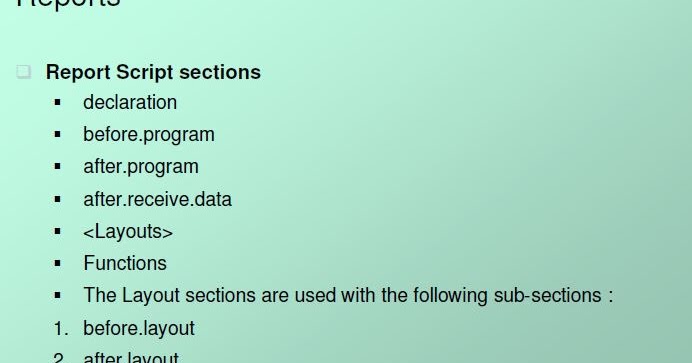 Full on Baan: Report Script Sections
