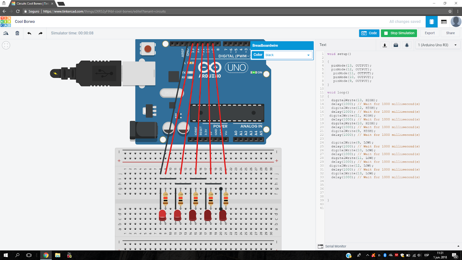 LED + ARDUINO + RESISTENCIA + CODIGO - ROBOTICA