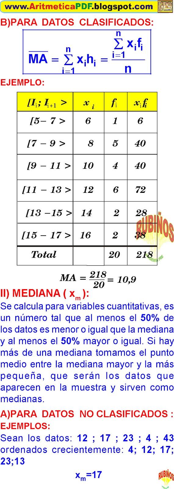 MEDIA MODA MEDIANA EJERCICIOS RESUELTOS