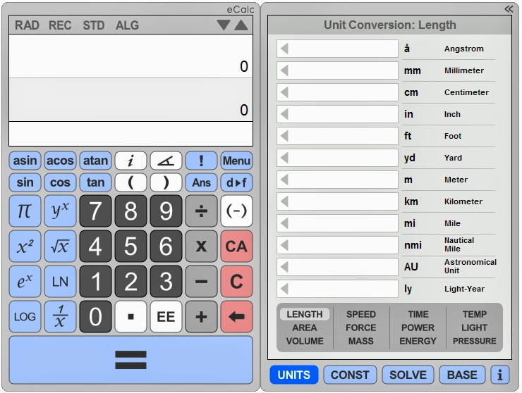 Tecnología habitual: Calculadora científica online
