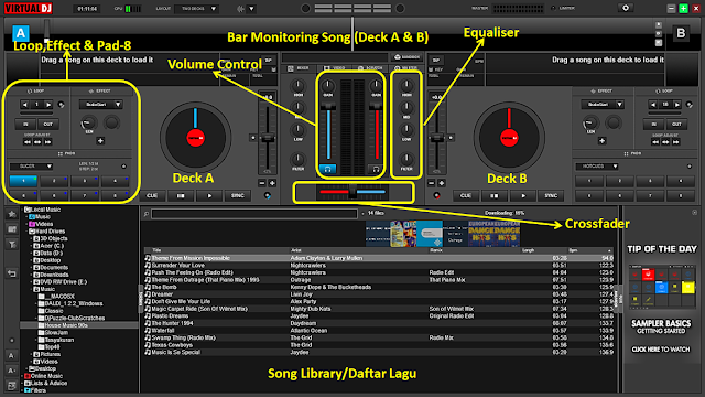 Belajar Virtual DJ [VDJ]: Mengenal Tampilan (User Interface) Virtual DJ ...
