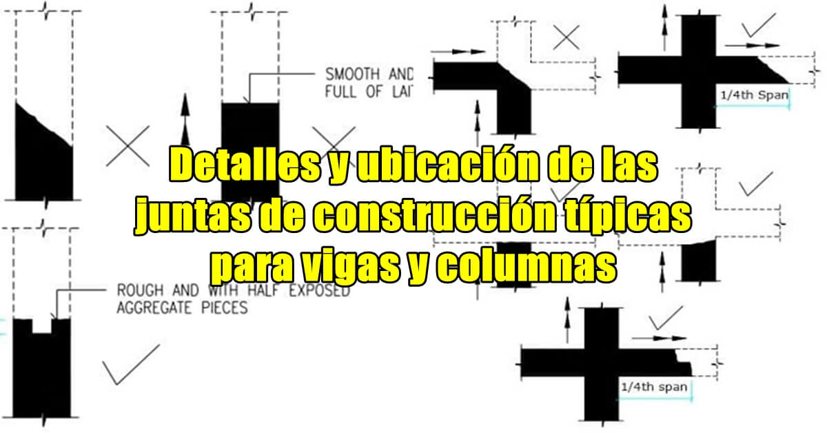 Detalles y ubicación de las juntas de construcción típicas para vigas y ...