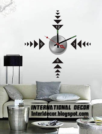 Modern wall decal clock shapes for living room