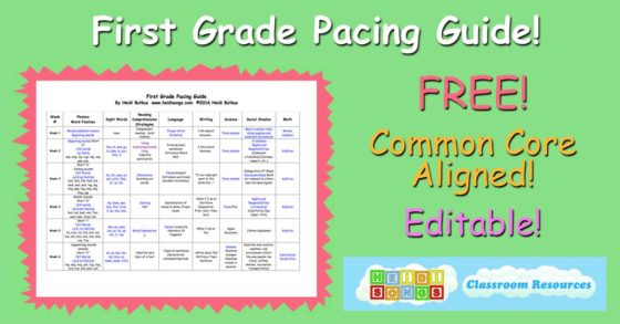 First Grade Pacing Guide - Free! (Editable, Common Core Aligned)