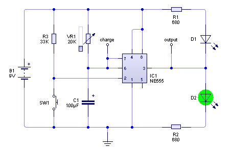Rangkaian Monostable IC 555 | Rangkaian Timer - Belajar Teknik Elektro ...