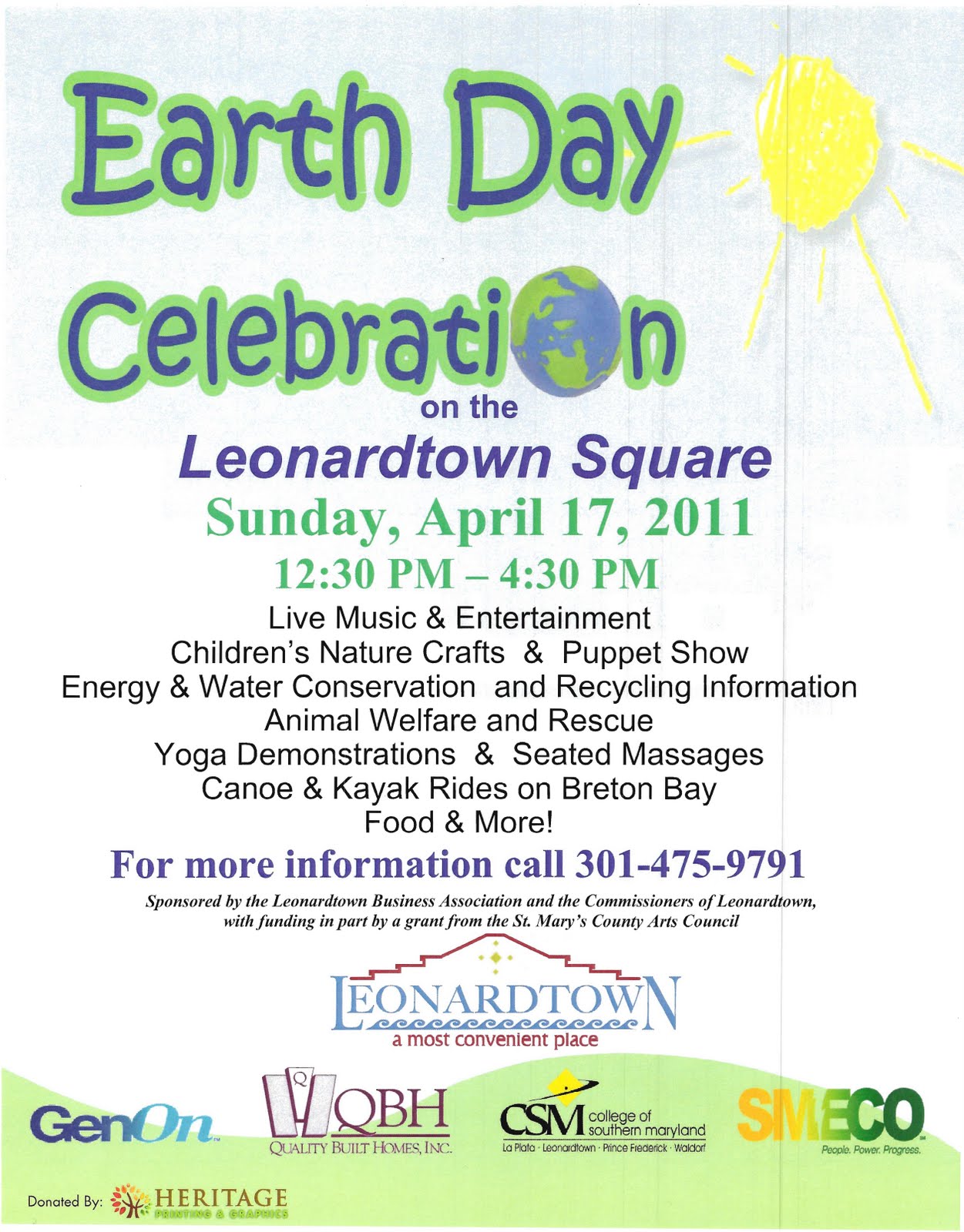 Leonardtown Maryland News: Earth Day Celebration April 17, 2011 @ 12:30 ...