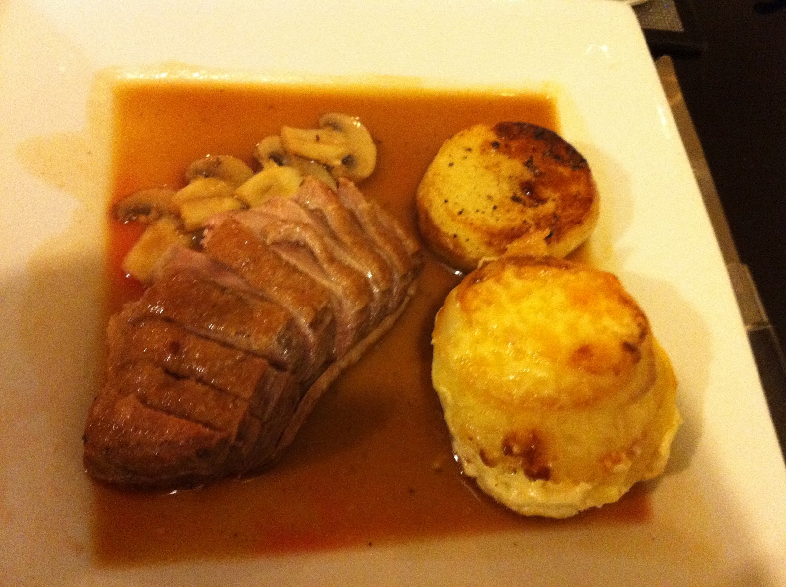 What's Cooking?: Duck with wild mushrooms, pomme fondant, gratin ...
