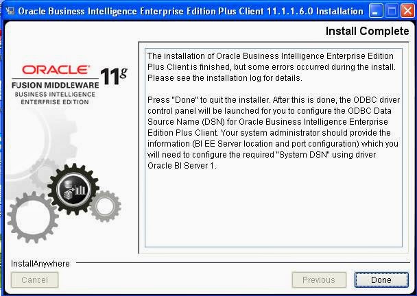 OBIEE 11g client installation