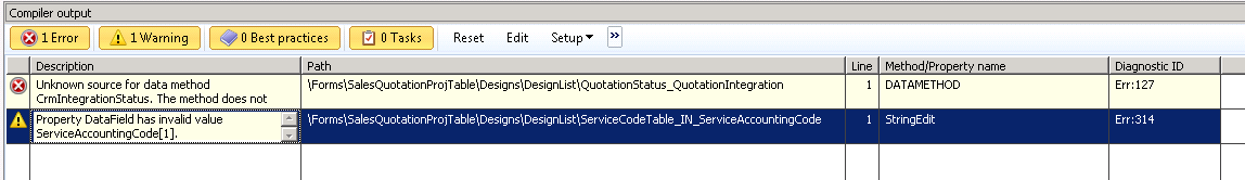 Ax Notes Unknown Source For Data Method Crmintegrationstatus The Method Does Not Exist In The