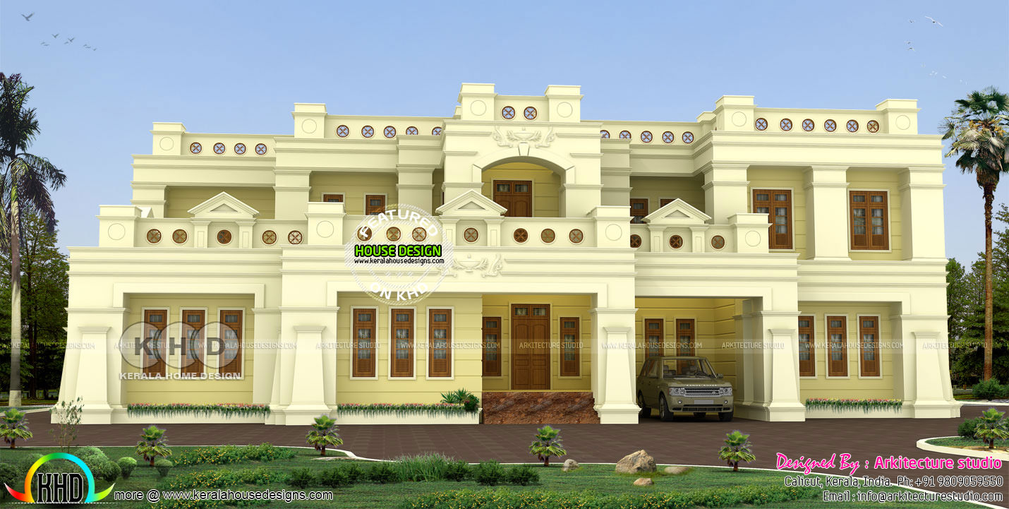 Roof Colonial Flat roof colonial model house - Home Minimalist Design