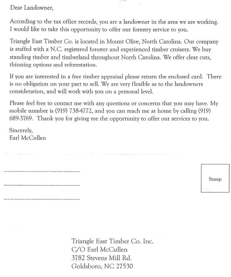 Riverbend-owners: Timber Solicitation
