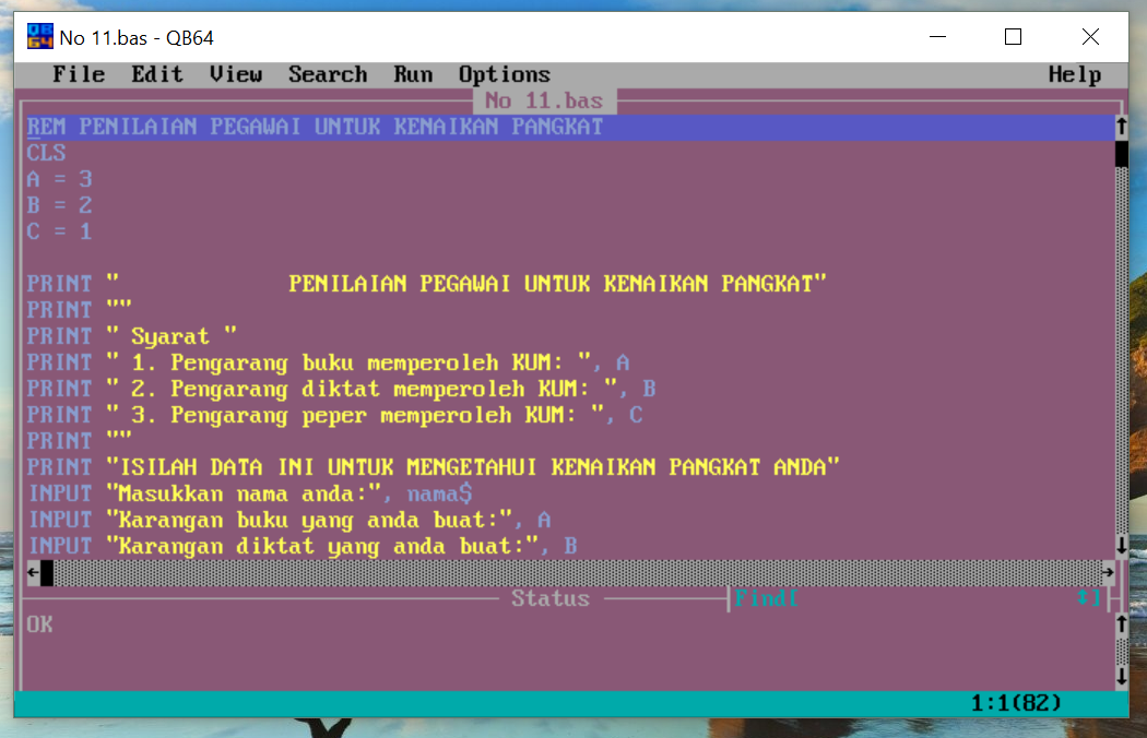 Fungsi IF...THEN pada QBASIC ~ Sham Ilm