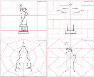 Four grid: Free printable Statue grid line drawing worksheet/activity ...